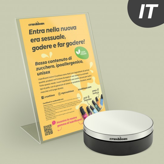 CRUSHIOUS ROTATING DISPLAY WITH LUBRICANT PRESENTATION FLYER IN ITA...